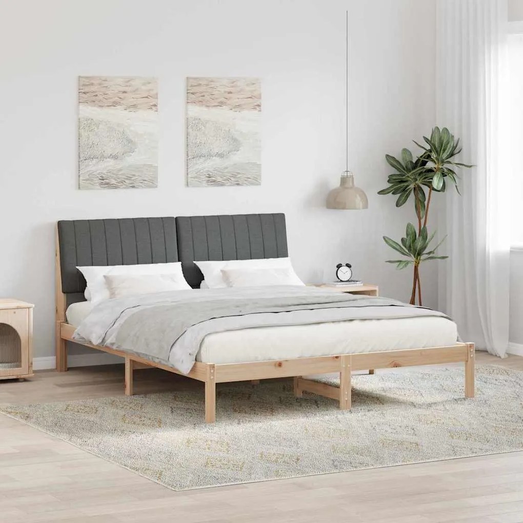 Rám postele s čelo Hnědá 150 x 200 cm Masivní borové dřevo 3394414