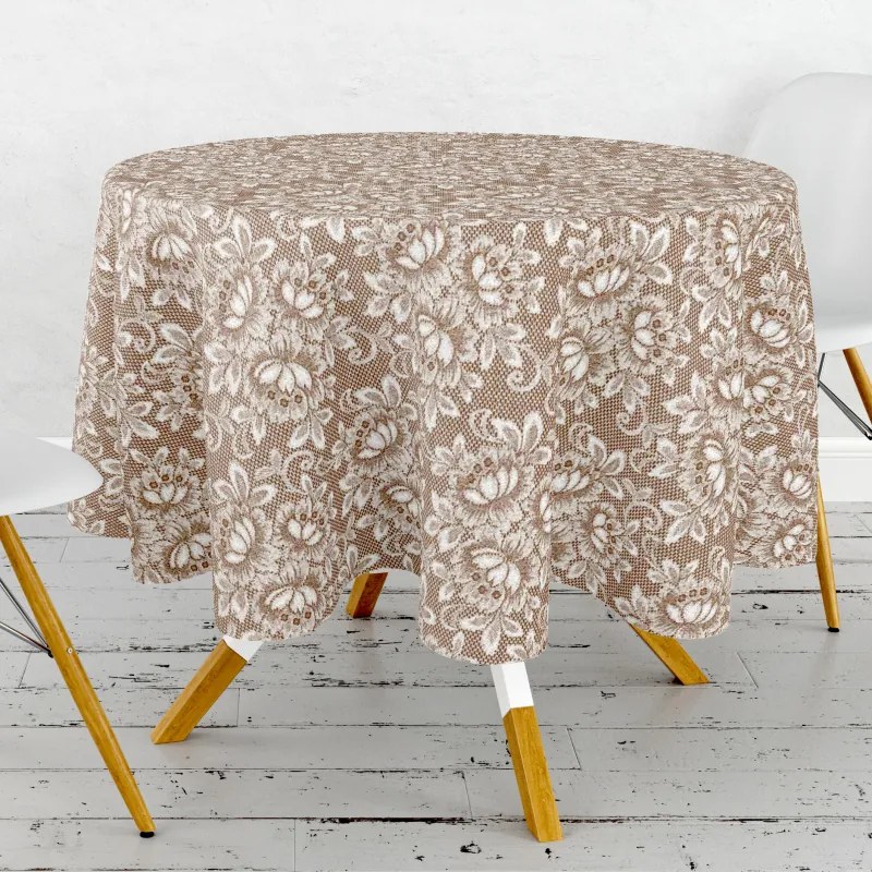 Ubrus PVC kulatý FL-1142-02 - Krajková elegance (různé velikosti)