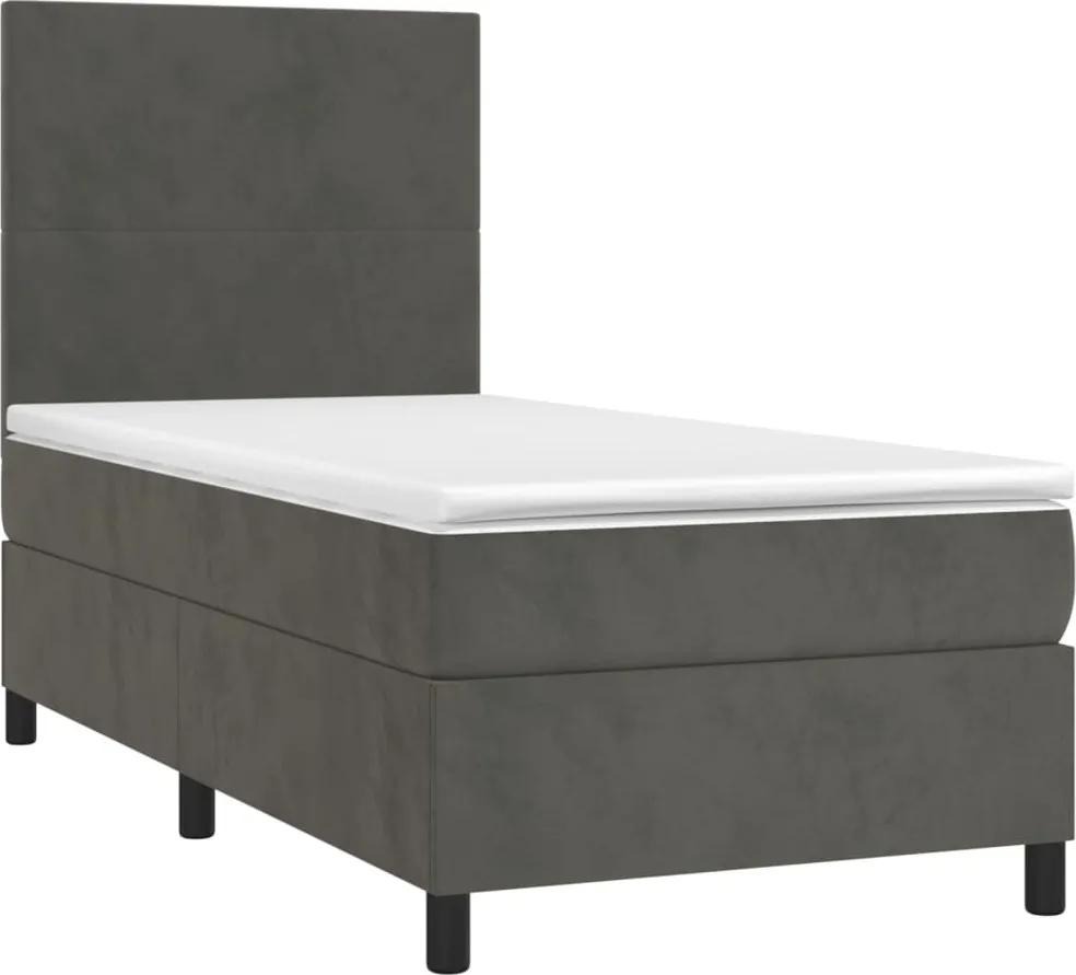 vidaXL Box spring postel s matrací a LED 80x200 cm samet [3135970] Barva: světle šedá