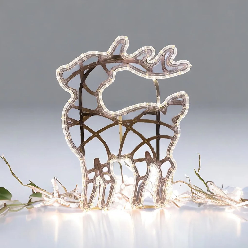 Easy Fix 2D LED svítící jelínek, závěsný, 47 × 64 × 2 cm, ledově bílá, 3D tisk, DZX0093S1