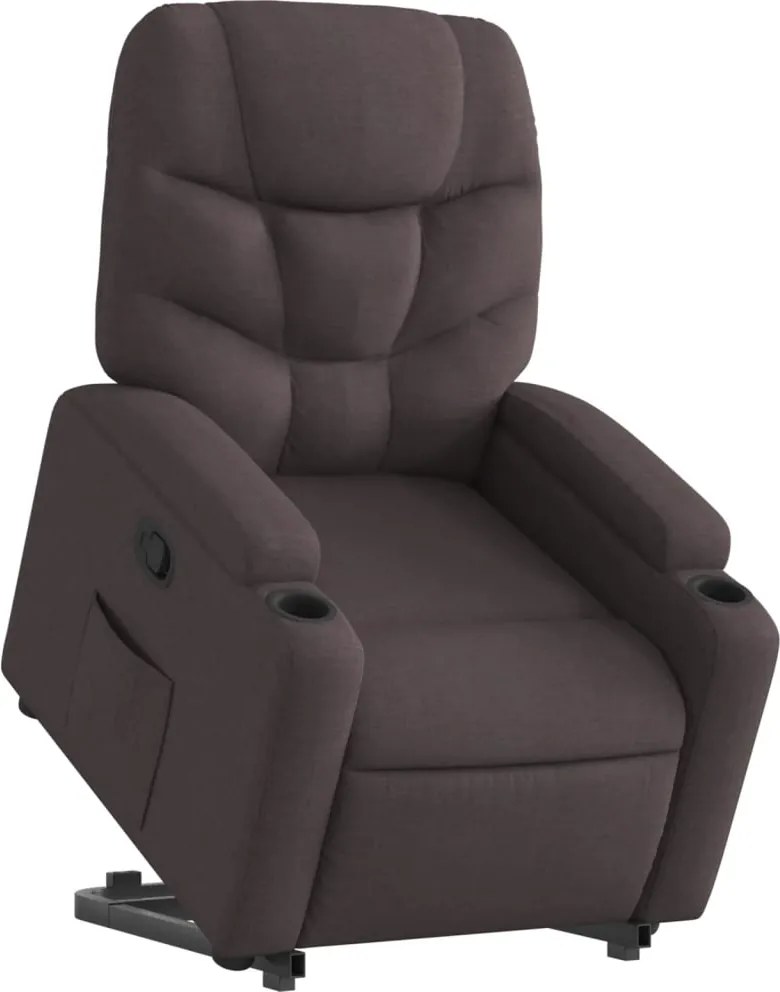 Zvedací polohovací křeslo tmavě hnědé textil 3204601