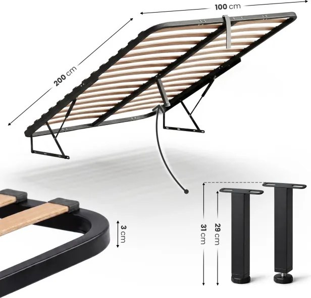 Zvedací kovový rošt do postele PLUS 100x200 cm