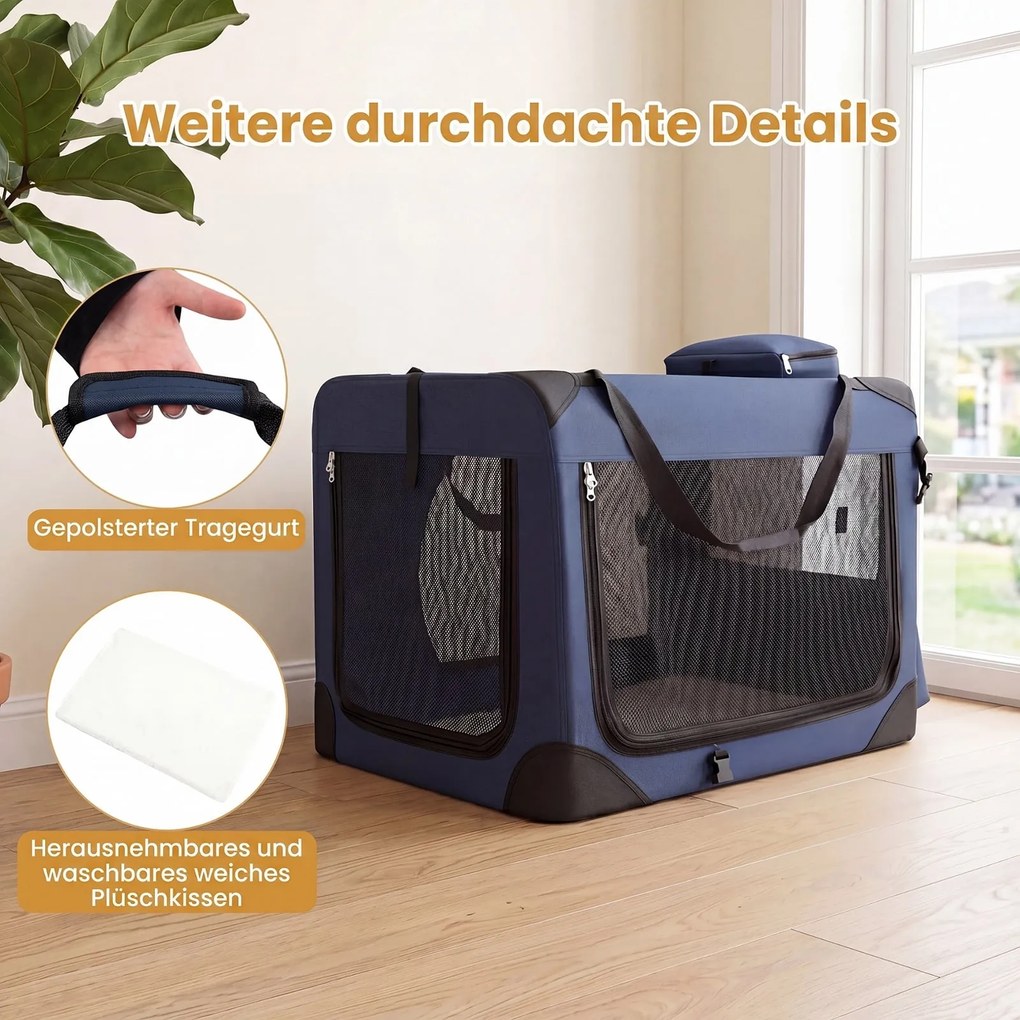Costway Přepravka pro psy skládací přenosný přepravní box pro psy se síťovými