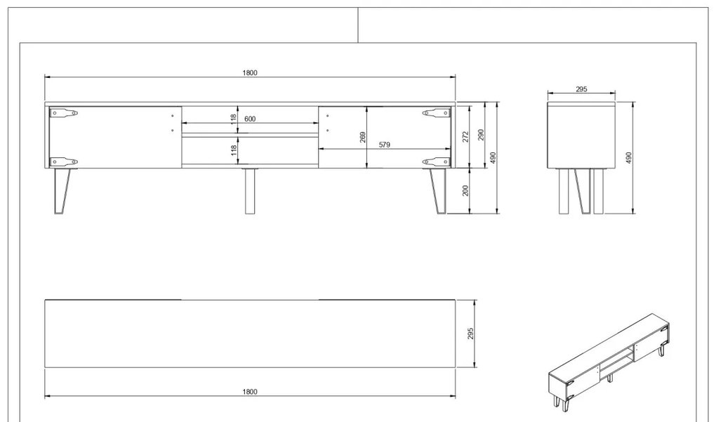 Obývací stěna ANTHES 1 180 cm ořech/černá