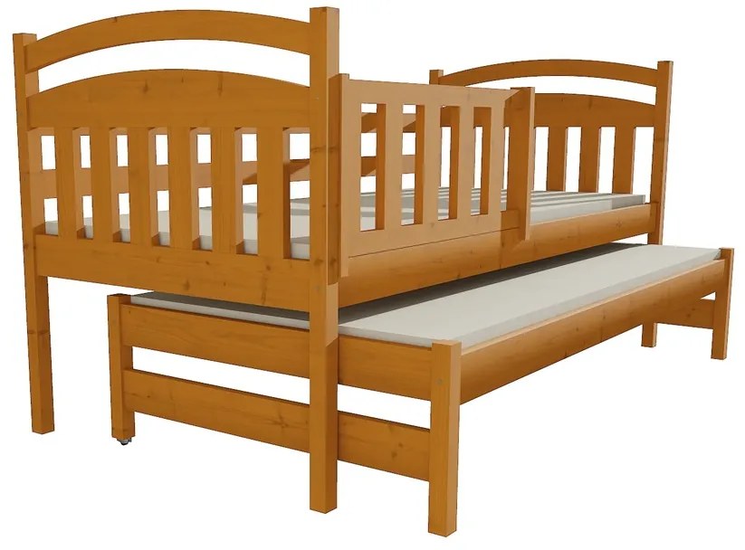 Vomaks Dětská postel s výsuvnou přistýlkou DPV 008 80 x 190 cm moření olše