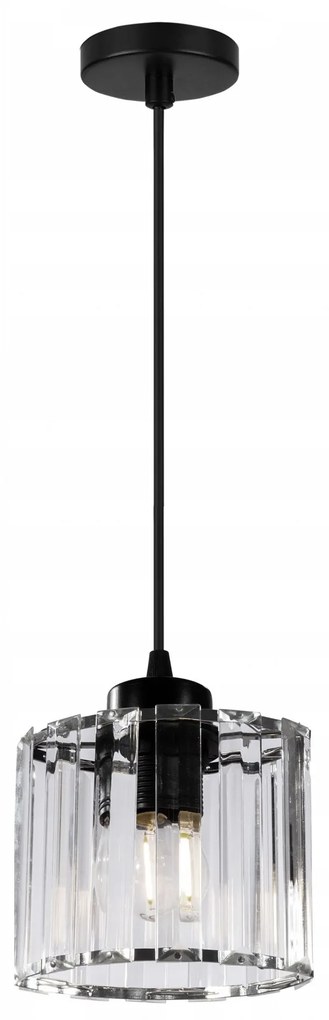 Toolight, křišťálová závěsná lampa E27 60W APP511-1CP, černá, OSW-08551