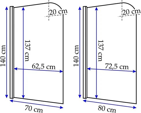 Zástěna vanová Topaz 80