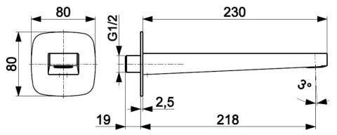 KFA Armatura 836-007-00 - Výtoková hubice pro podom. instalaci MALAGA l. chrom
