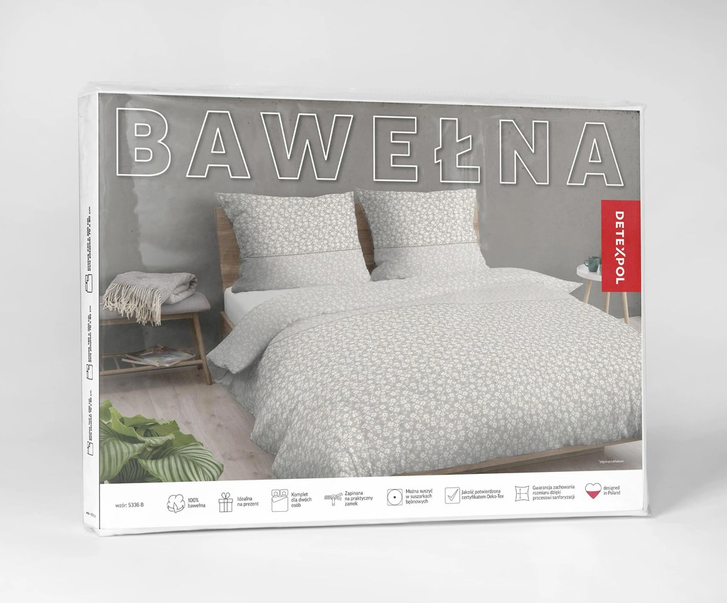 Detexpol Bavlněné povlečení 220x200 Béžová s drobnými květy - romantický vzor, 100% bavlna - 5336 B - Soft Meadow