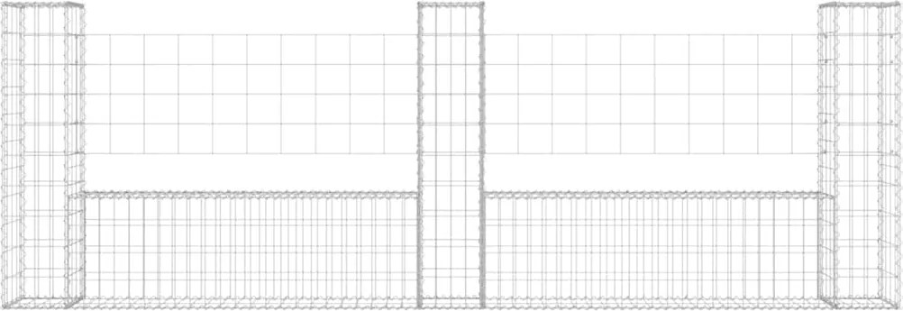 Gabionový koš ve tvaru U se 3 sloupky železo 260 x 20 x 100 cm 151276