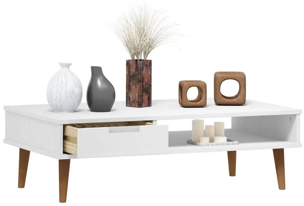 Konferenční stolek MOLDE bílý 100 x 55 x 31 cm masivní borovice - Default Title