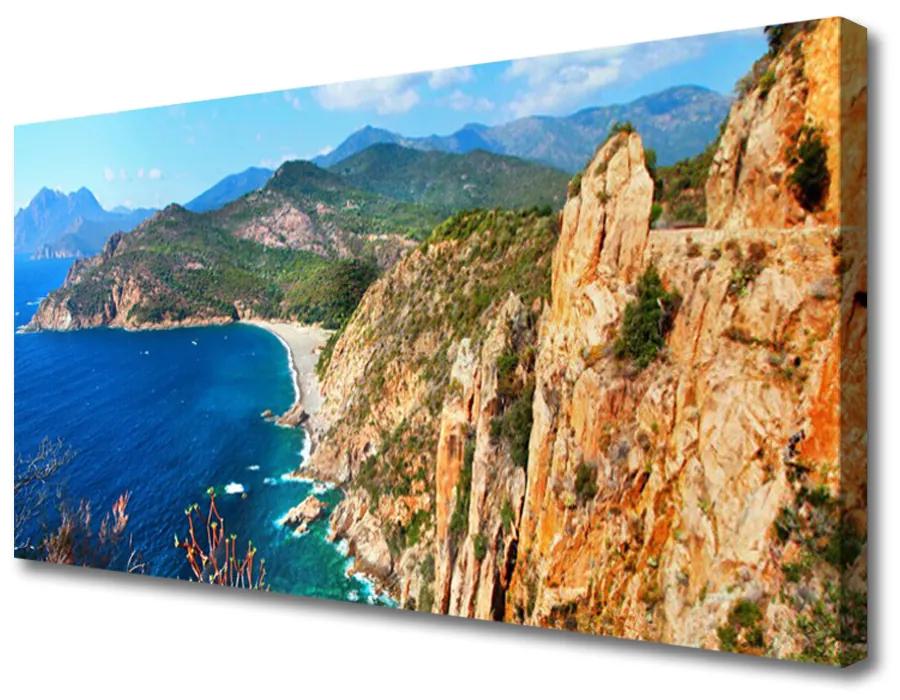 Obraz na plátně Útes Pobřeží Moře Hory 120x60 cm
