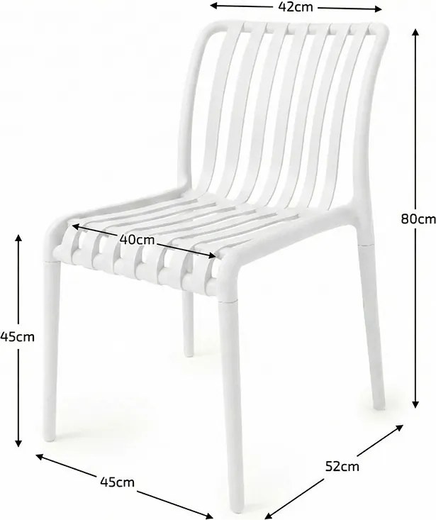 Zahradní set TREGO ISLAND - 4 židle a kulatý stůl ø 90 cm, bílá