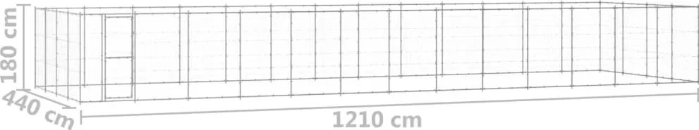 vidaXL Venkovní psí kotec ocel 53,24 m² [3082322] Barva: Černá