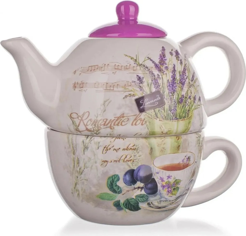 Banquet Konvička 360ml se šálkem 330ml Lavender 60ZF1124-A