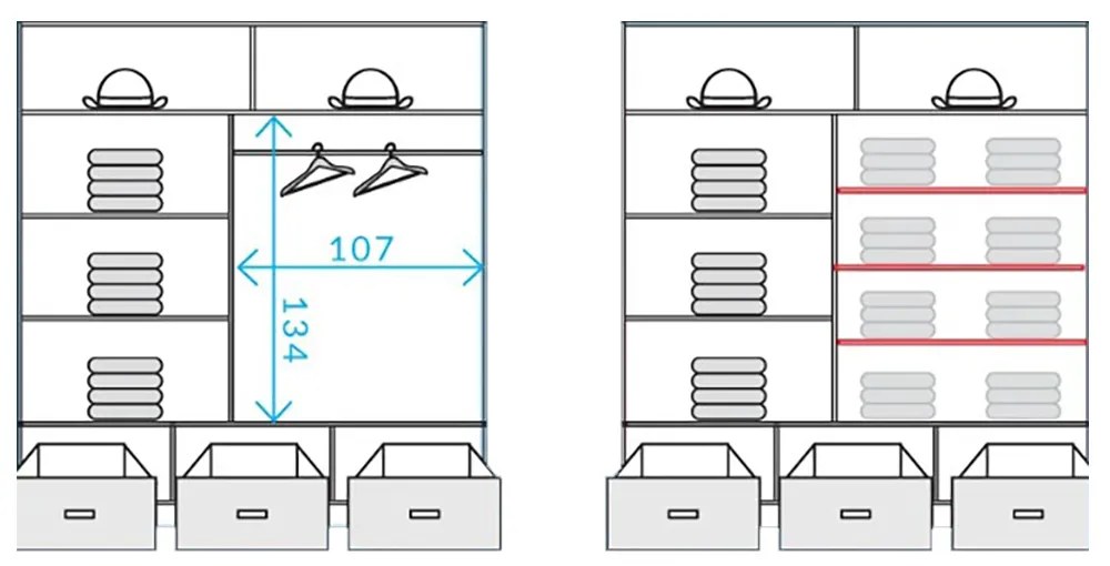 Šatní skříň CANADA CA-35 | 200 cm | se zrcadlem | kašmír se zlatými úchyty