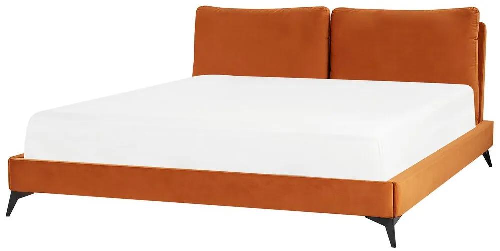 Sametová postel 180 x 200 cm oranžová MELLE Beliani
