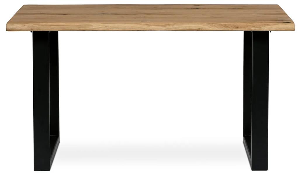 Stůl jídelní, 140x90x75 cm, masiv dub, kovová noha ve tvaru písmene "U", černý lak