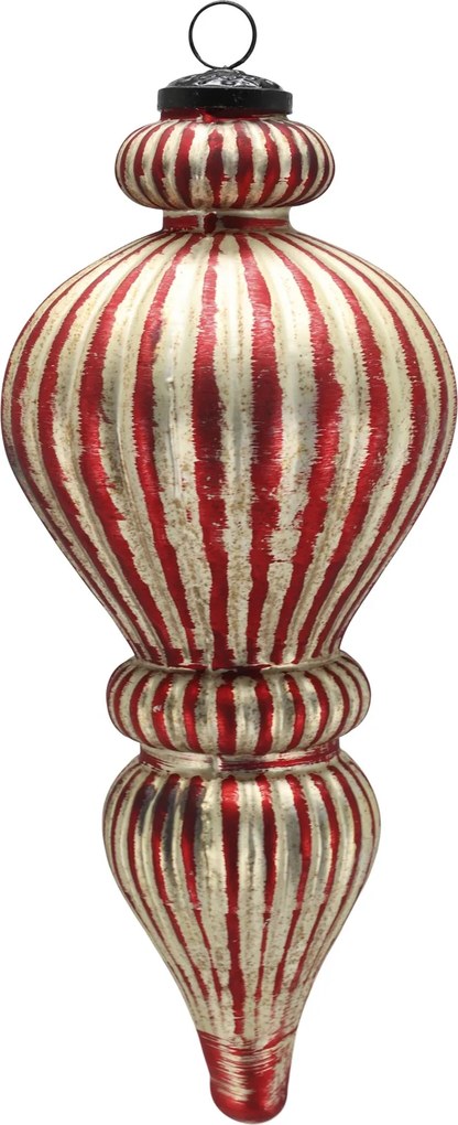 Vánoční veliká červená champagne skleněná ozdoba Ornament – Ø 13*30 cm