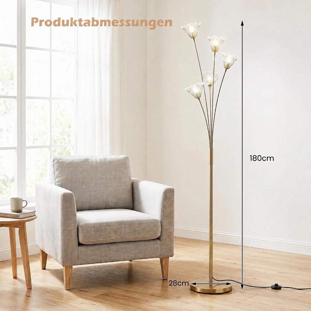 Costway Stojací lampa ve tvaru pampelišky Moderní stojací lampa Dekorativní