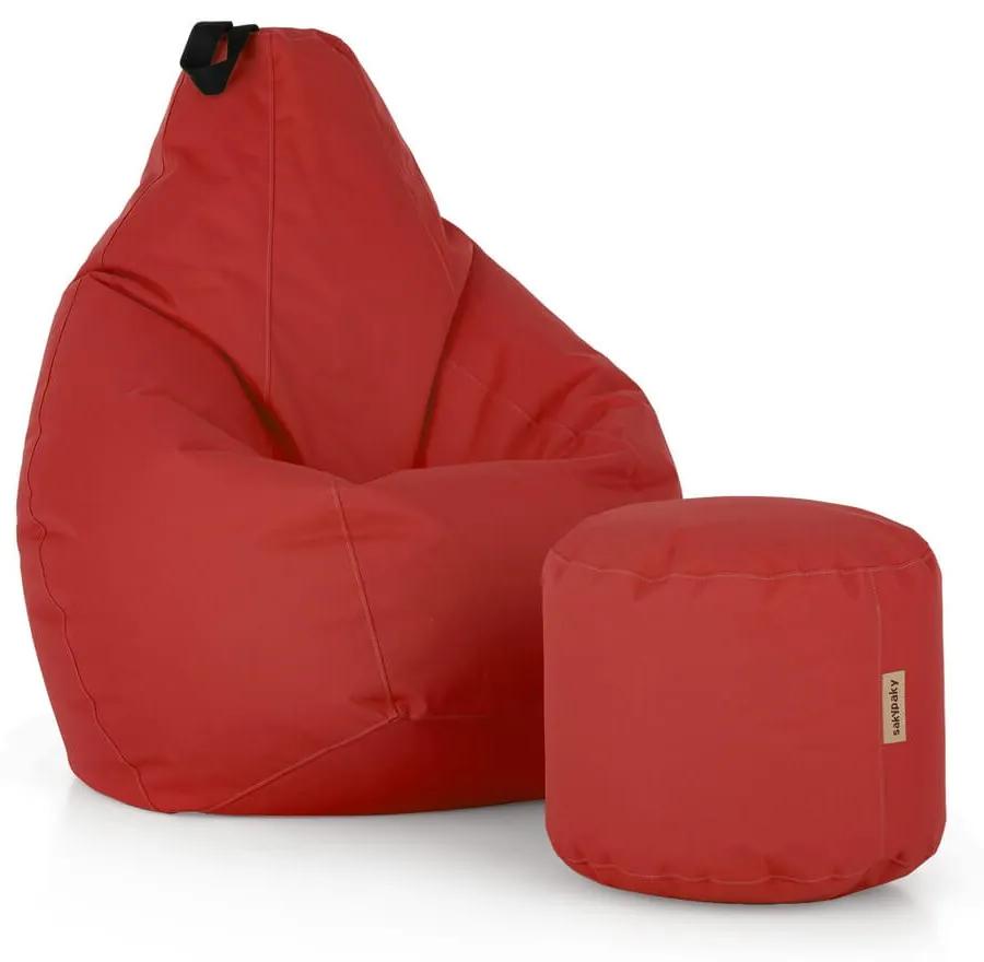 SakyPaky sedací set Hruška s taburetem červená
