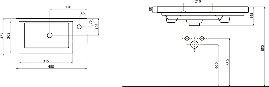 Aqualine ZORAN 45 x 27,5 cm 4045 umyvadlo nábytkové