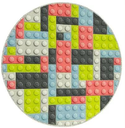 Kulatý dětský koberec Kostky pastelové Lego Rozměr: průměr 100 cm | BIANO