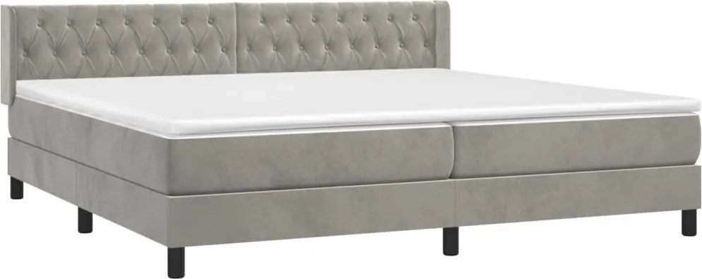 Box spring postel s matrací světle šedá 200x200 cm samet 3131159