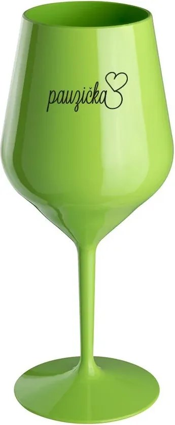 PAUZIČKA - zelená nerozbitná sklenice na víno 470 ml