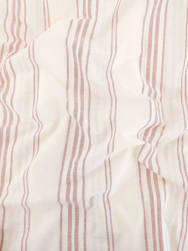 MK Lůžkoviny Francouzské bavlněné povlečení Natural - Proužky červené 220 × 200 cm, 2ks 70 x 90 cm