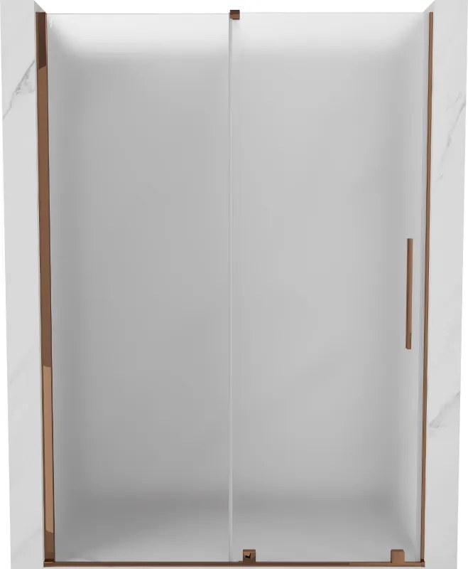 Mexen Velar, posuvné sprchové dveře do otvoru 130 cm, 8mm sklo námraza, růžové zlato, 871-130-000-31-60