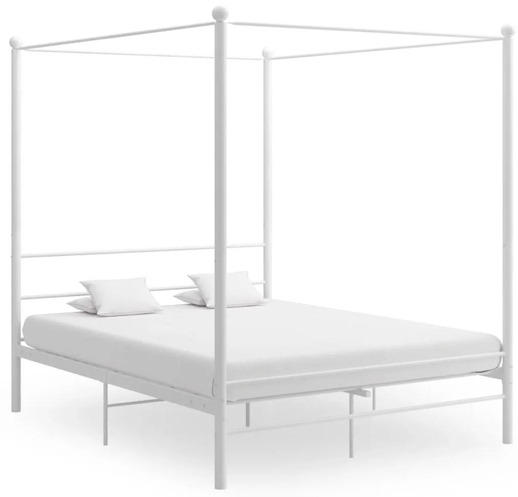 Rám postele s nebesy bílý kovový 160 x 200 cm,  325064