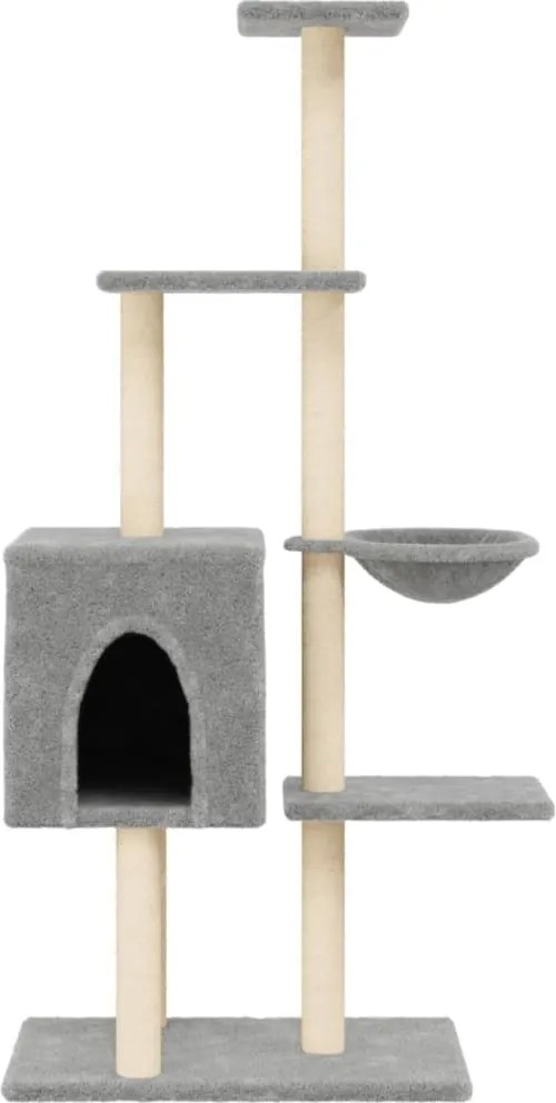 Škrabadlo pro kočky se sisalovými sloupky světle šedé 145 cm 172095