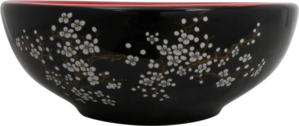 Umyvadlo na desku černé a červené kulaté Φ 41 x 14 cm keramika 155051