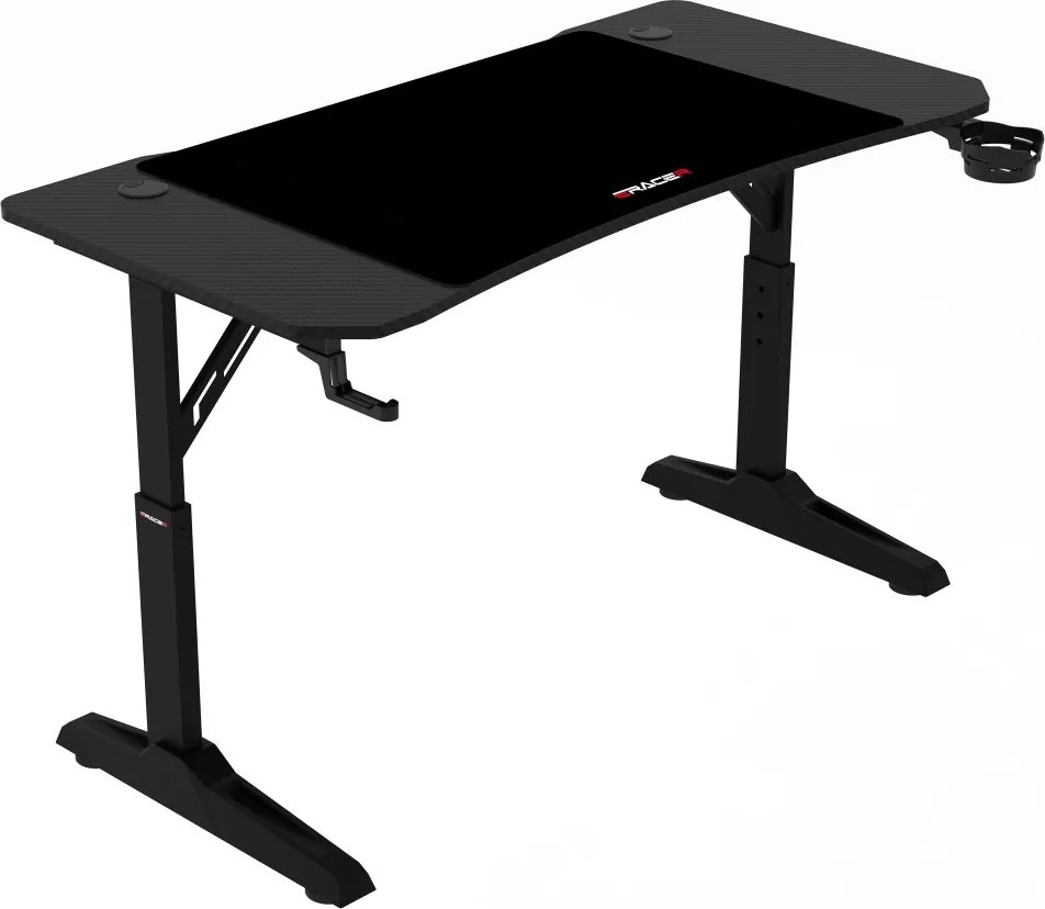 Výškově nastavitelný herní stůl ERACER H1112 — 120x60 cm, kov, melamin, černá