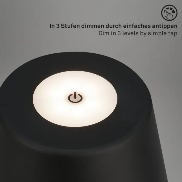 Brilo - LED Stmívatelná nabíjecí venkovní stolní lampa LED/3,5W/5V IP44 černá