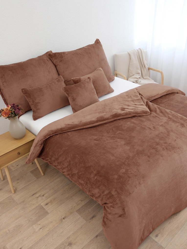 MK Lůžkoviny Prodloužené mikroplyšové povlečení Exclusive - Laura mocha mousse 140 × 220 cm, 70 x 90 cm
