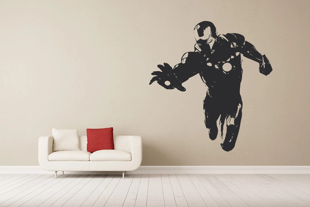 Lepy.cz Samolepka na zeď Iron Man v letu Velikost (šířka x výška): 70x74cm, Barevná varianta: Krémová