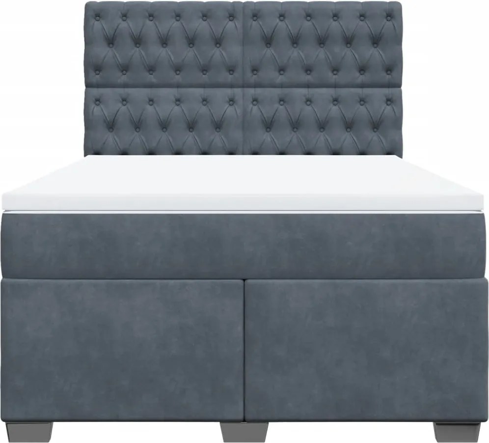 Box spring postel s matrací tmavě šedá 160x200 cm samet 3290961