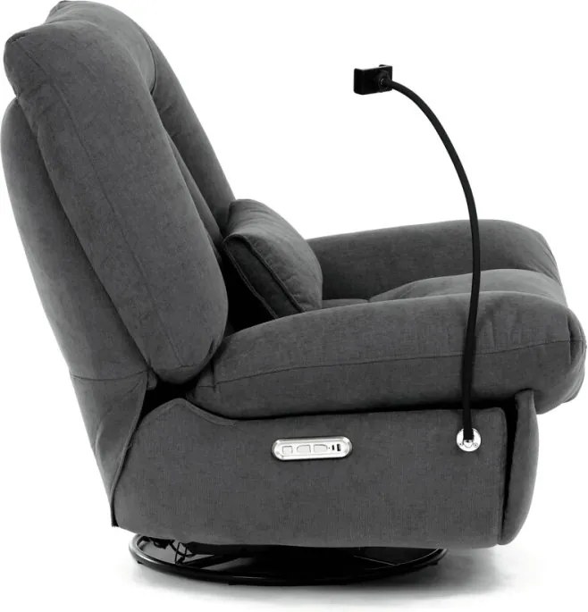 Polohovací křeslo TV-7081 GREY2, elektrické zabudované ovládání, látka, šedá (118 x 112) cm