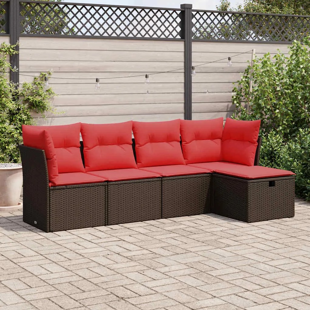5dílná zahradní sedací souprava s poduškami hnědá polyratan 3325270