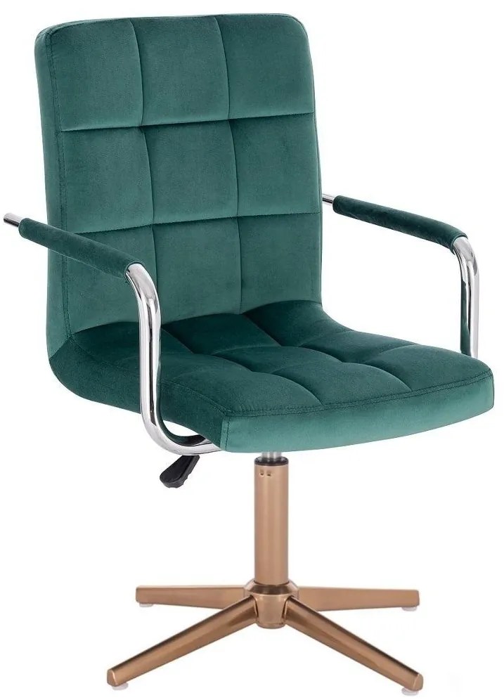 LuxuryForm DESIGN Otočná židle VERONA VELUR na zlatém kříži - zelená