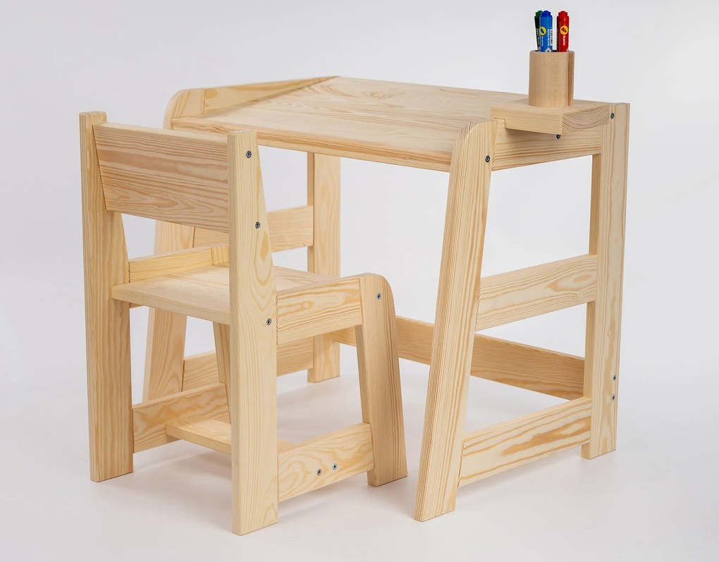 Dětský psací stůl s magnetickou tabulí + židle