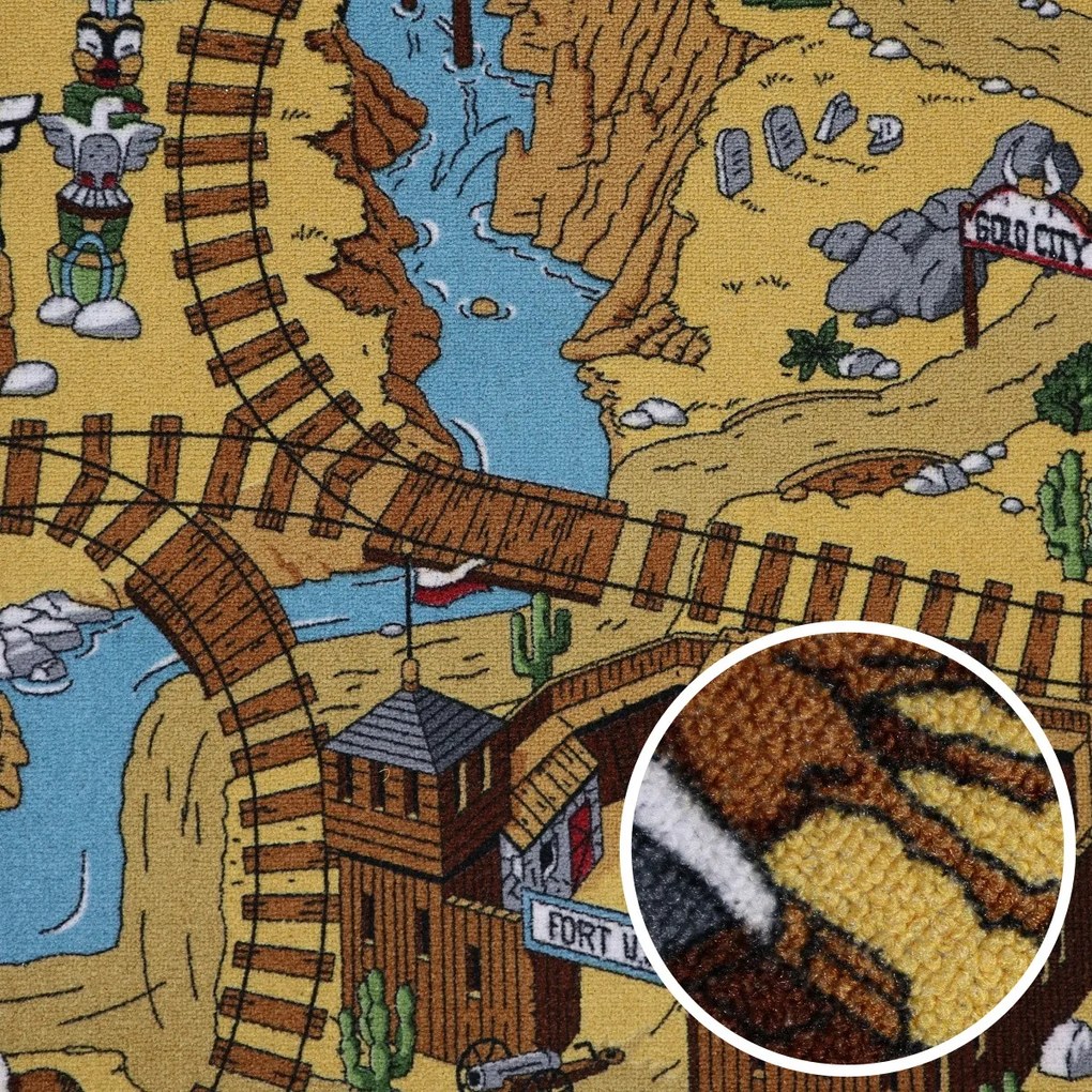 AladinWorld Expres, Dětský metrážový koberec Western, na míru, šíře 4m, vícebarevná, filc, dětský Biano.cz