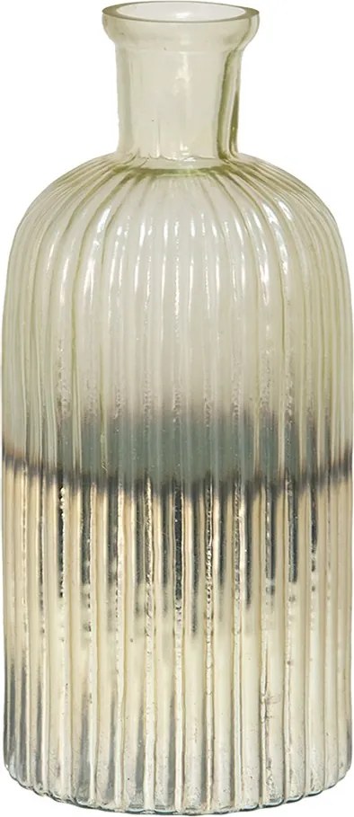 Skleněná váza s vroubky se rtuťovým efektem - Ø 10*22 cm