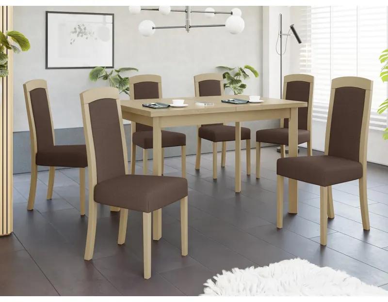 Rozkládací stůl se 6 židlemi - AL26, Barva dřeva: bílá-L, Potah: Hygge D91