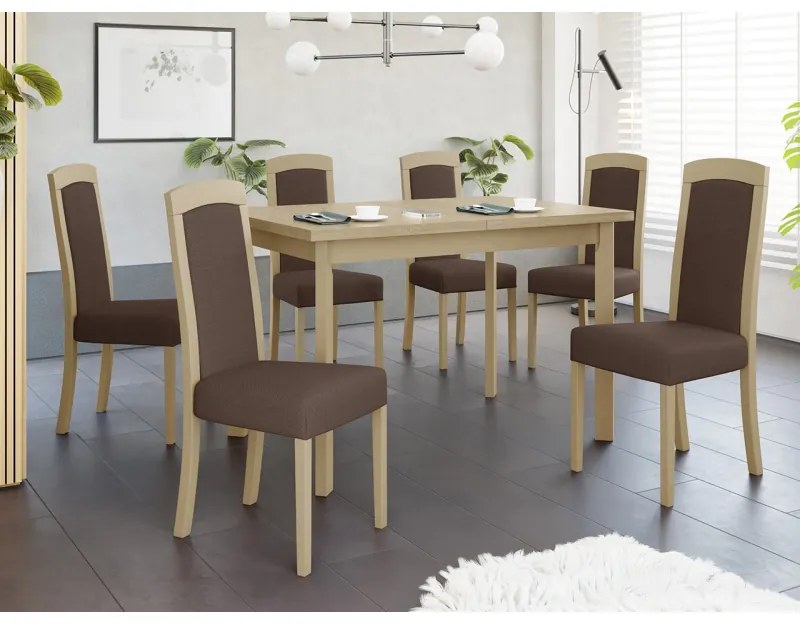 Rozkládací stůl se 6 židlemi - AL26, Barva dřeva: sonoma-L, Potah: Kronos 22