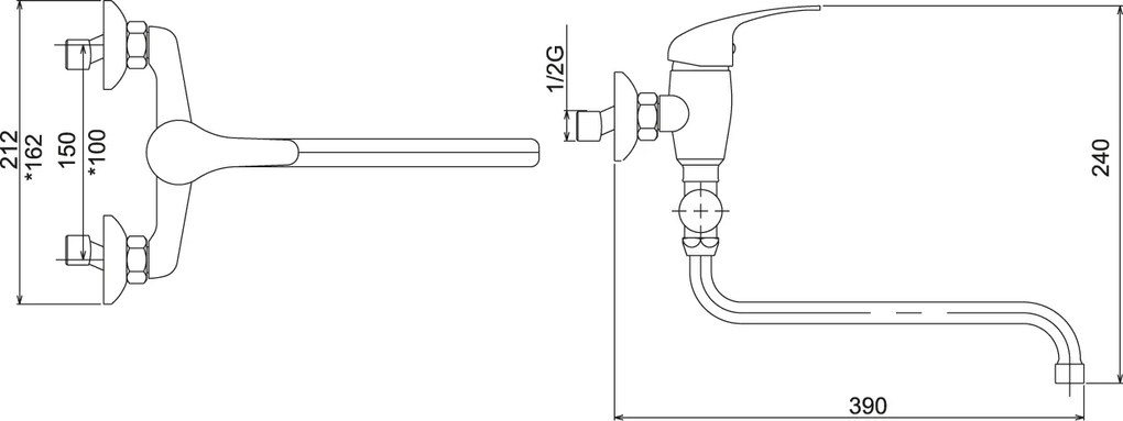 Novaservis Titania Iris Paneláková baterie bez sprchy 150 mm, chrom, 92071/1,0