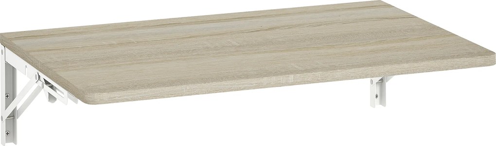 HOMCOM Sklápěcí nástěnný stůl, 60x40 cm, sklápěcí stůl, úsporný plovoucí psací stůl s zaoblenými rohy, pro domácí kancelář, obývací pokoj, ložnici, k…