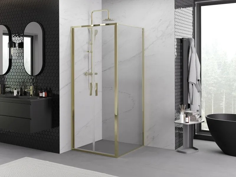 Mexen Exo sprchový kout výklopný 90 x 90 cm, transparentní, zlatý - 814-090-090-50-00